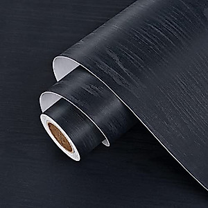 Wallercity Navy Blue Wood Grain Contact Paper for Countertops Peel and Stick Wood Look Wallpaper Thick Self Adhesive Contact Paper for Counter Top Vinyl Waterproof Wall Papper for Cabinets 24''x118''