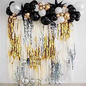 Black Gold Sliver Balloons Garland Arch Kit with Chrome Metallic Gold Silver 169pcs Various Sizes Balloon for Anniversary New Year Party Bachelorette NYE Party Decorations