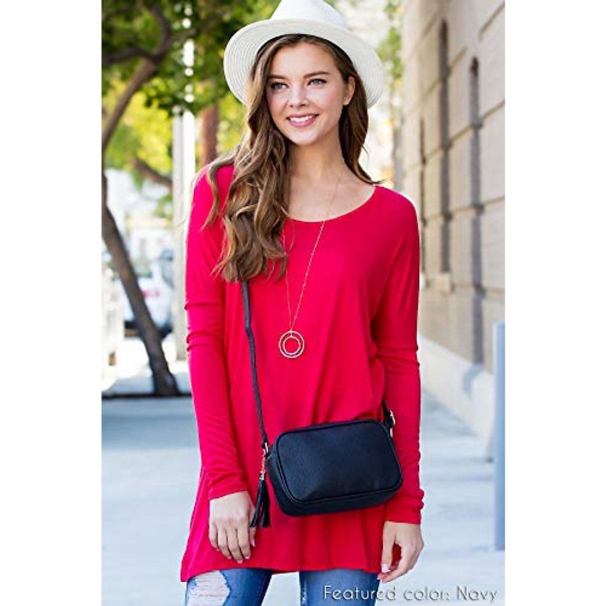 Classic Vegan Leather Small Crossbody Handbag - Rectangle Camera Travel Purse Satchel Shoulder, Round Messenger Bag (Tassel Camera Bag - Black)