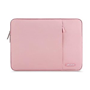 MOSISO Laptop Sleeve Bag Compatible with MacBook Air/Pro, 13-13.3 inch Notebook, Compatible with MacBook Pro 14 inch 2023-2021 A2779 M2 A2442 M1, Polyester Vertical Case with Pocket, Pink