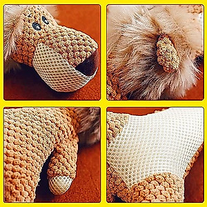 atcryih Dog Toy, Robust Animal Designed for Heavy Chewers, Large Plush Dog Toy, Durable Squeaky Toy for Boredom, 15*7.48inch, A-Brown