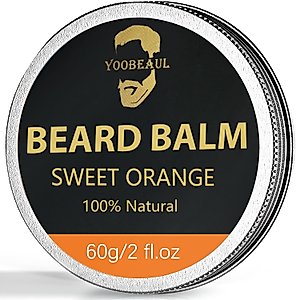 Beard Balm Conditioner for Men, Hydrates, Smooths, Adds Shine & Tames Flyaway Hair, Natural Organic Beard Conditioner with Shea Butter, Argan, Jojoba, and Orange Oils, Mild Citrus Smell - 2 Oz