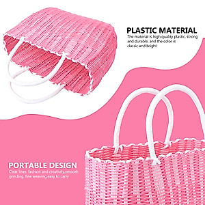 Healvian Handbags Purse Plastic Woven Shopping Basket with Handle Reusable Grocery Shopping Bag Shopping Tote Woven Storage Basket for Travel and Shopping Patricia Nash Patricia Nash Handbags