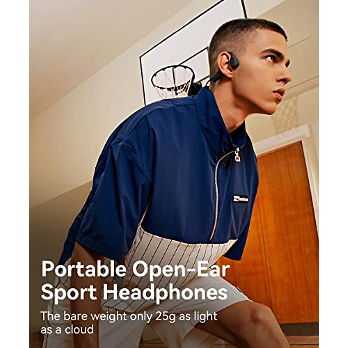 Bone Conduction Headphones Wireless Open Ear Headphones Bluetooth Earbuds with IP67 Waterproof Workout Headphones Built-in Mic Sport Air Conduction Headphones for Running Cycling (Black)