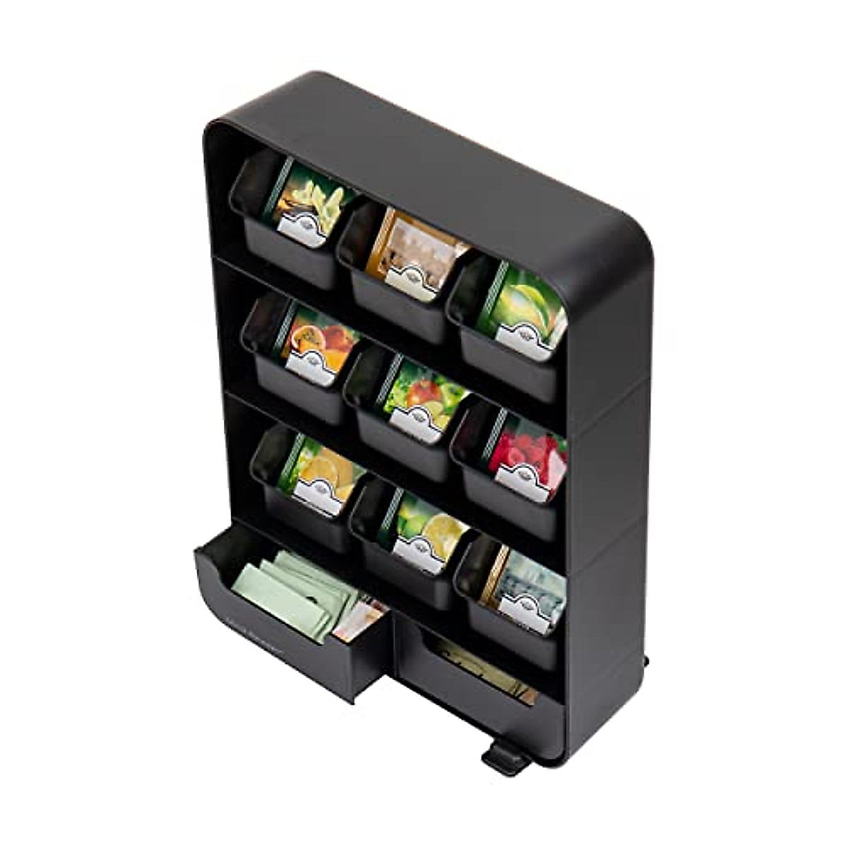Mind Reader 9 Removable Drawers Tea Bag holder and Condiment Organizer, Black