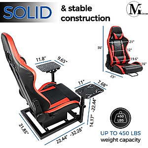 Minneer Racing Flight Simulator Cockpit with Red Seat Fit for Logitech/Thrustmaster/Fanatec X56 X52 G29 G920 T248,Support Hotas Warthog,Drive Gaming Joystick Mount. Joystick & Handbrake Not Included