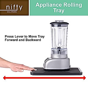 Nifty Small & Medium Appliance Rolling Tray - Silver, Home Kitchen Counter Organizer, Integrated Rolling System, Non-Slip Pad Top for Coffee Maker, Stand Mixer, Blender, Toaster