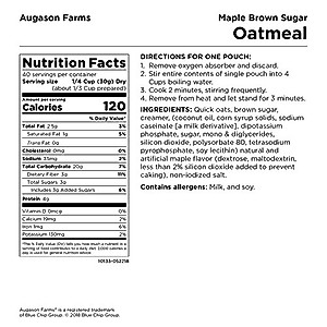 Augason Farms 5-10133 Maple Brown Sugar Oatmeal Super Can Food Storage, 10 Can with 4 Individual Pouches