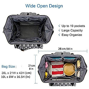 Lekebaby Diaper Bag Backpack for Mom Large Maternity Nappy Bag Changing Bags with Insulated Pockets Grey with Arrow Print