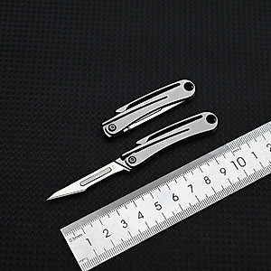 WIOKINY TItanium Scalpel Lightweight Antirust Folding Scalpel Practicality Pocket Knife (Titanium Scalpel-B)
