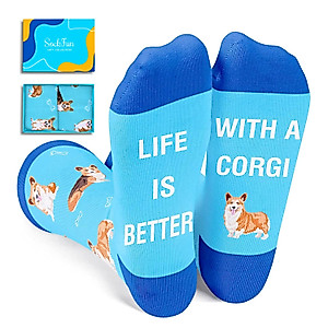 sockfun Funny Corgi Gifts for Corgi Lovers, Novelty Corgi Socks Women Men Stocking Stuffers for Mom Dad