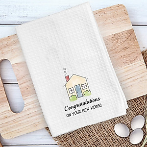 ZJXHPO New Home Kitchen Tea Towel Congratulations On Your New Home Dish Towel Housewarming Gift New Home Congratulation Gift (New Home Towel)
