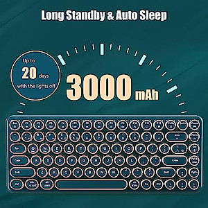 TISHLED Typewriter Keyboard Wireless 2.4GHz/Bluetooth/USB-C Wired Mechanical Gaming Keyboard with Gold LED Backlit 84-Key NKRO Hot Swappable Green Switches Retro Round Keycaps for Multi-Device