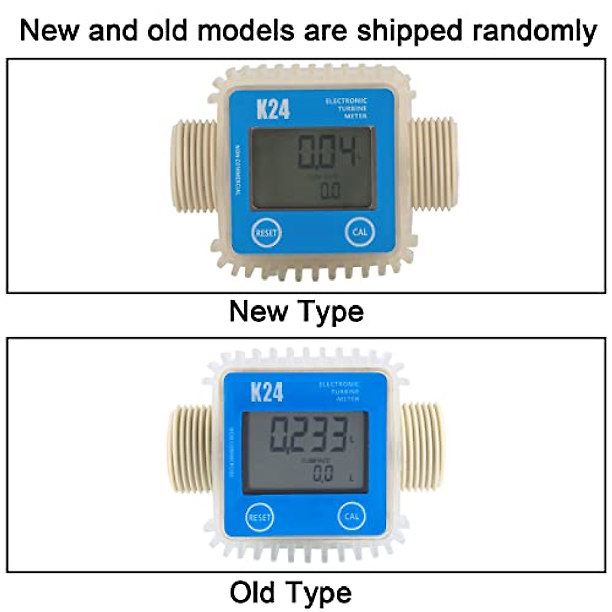 Fuel Meter K24 Turbine Digital Fuel Flowmeter with LCD Display for Chemicals Liquid Water Blue