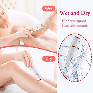 Electric Razor for Women,7 in 1 Painless Lady Shaver Set,Rechargeable Cordless Facial Hair Removal,Bikini Trimmer,for Face,Eyebrow,Nose, Underarm, Arms, Legs