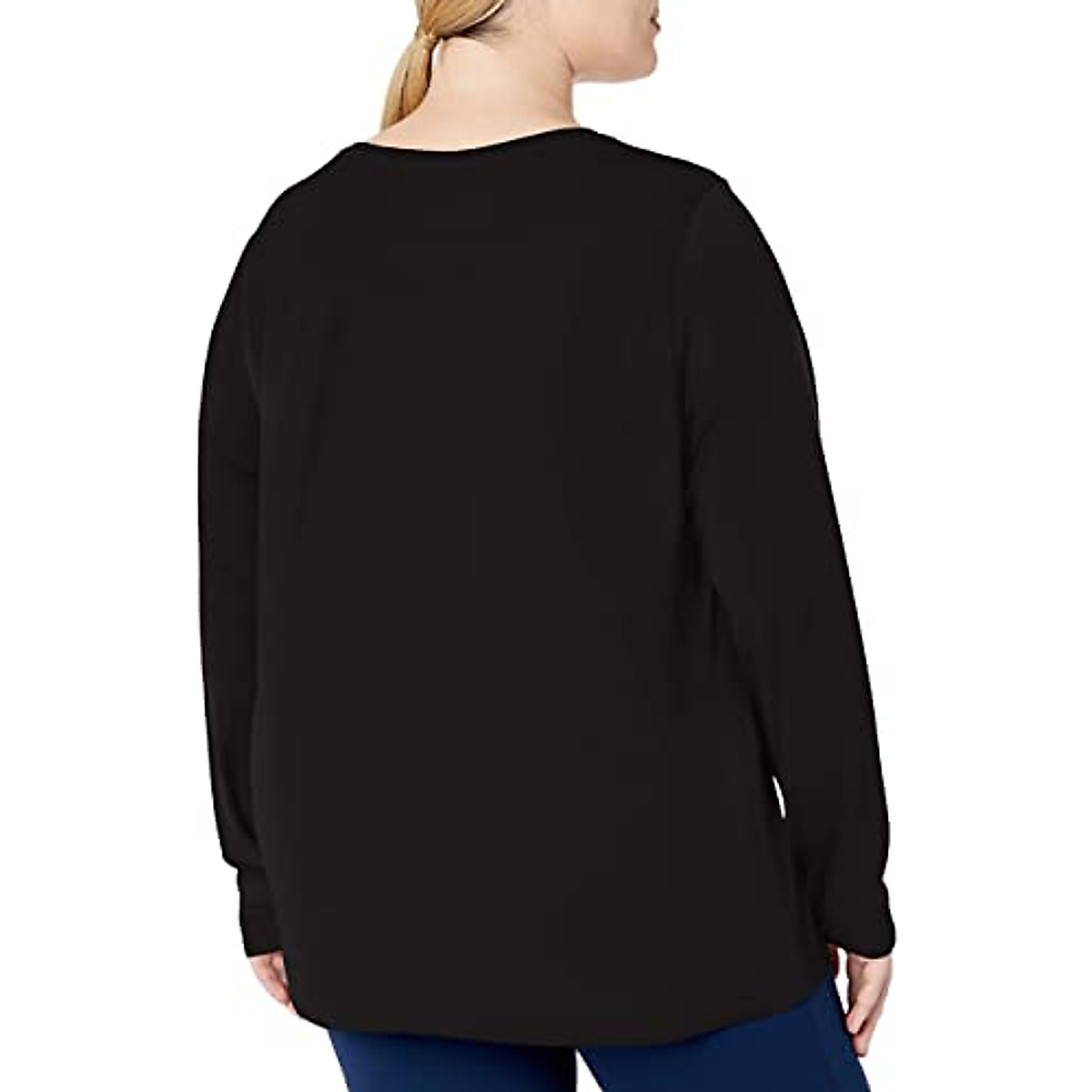 Amazon Essentials Women's Tech Stretch Long-Sleeve T-Shirt (Available in Plus Size), Black, Large