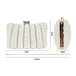 BESTYROCLY White Clutch Purses for Women Pearl Handbag Evening Bag for Bride Wedding Party