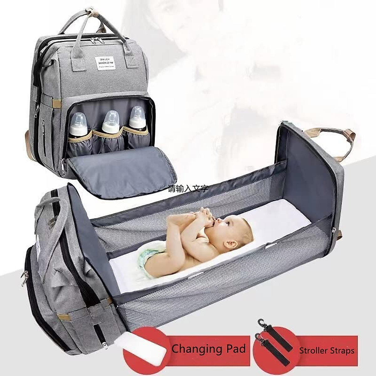 X W EI UNION Diaper Bag Backpack with Changing Station Changing Pad Baby Bag Backpack Nappy Bag Waterproof Large Capacity with USB Charging, Baby Registry Search,Newborn Essentials