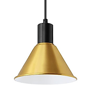 Industrial Pendant Lights Kitchen Island,Black and Gold Hanging Light Fixtures,Vintage Pendant Lights Fixtures with Adjustable Cord,Metal Shade,for Bedroom/Living Room/Bar (No Bulb)