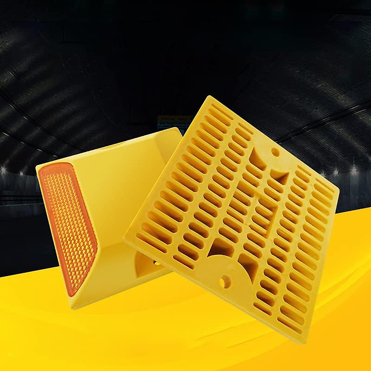 IoF 3-Pack Reflective Lane Markers Lane Reflector Reflective Road Pavement Markers (4 x 4 Inch) Asphalt Markers Suitable for Speed Bumps,Sidewalks,Crosswalks,Highways and Driveways with Anchor Bolts