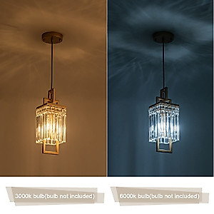 lighceac Modern Gold Pendant Light Fixtures for Kitchen Island and Dining Room, Industrial Small Hanging Crystal Chandelier Light Fixture for Bedroom Entryway Living Room Foyer Hallway 3-Pack