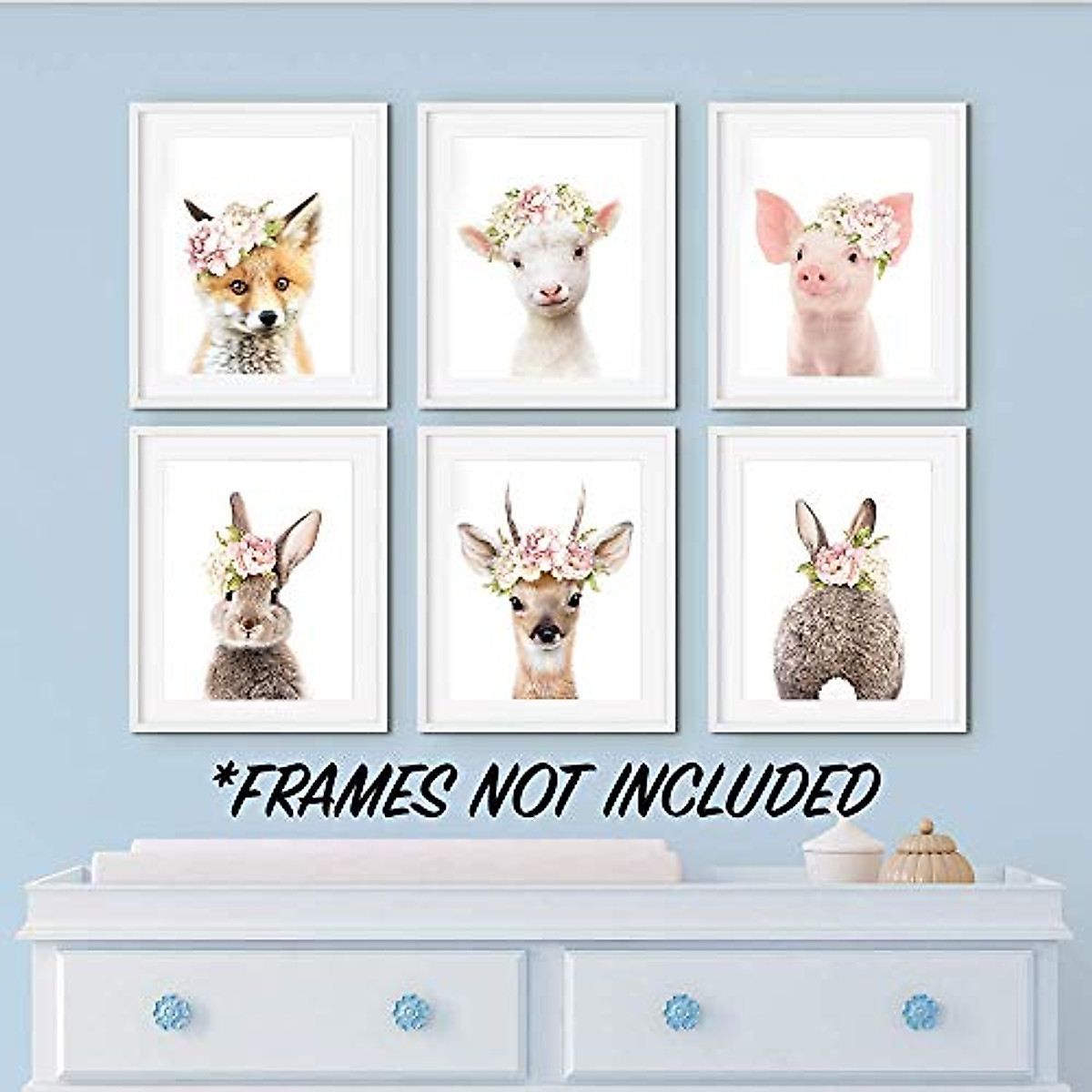 EPHANY Baby Animal Posters and Prints Rabbite Piglet Deer Fox Canvas Painting Nursery Pig Wall Art, Piglet Print Wall Art Nordic Picture Kids Room Decoration YMX013 (12"X16"(30x40cm))