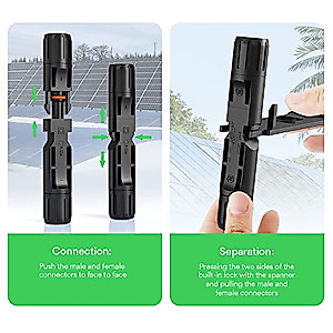 Bateria Power 12PCS Solar Cable Connectors, Male＆Female IP67 Waterproof Solar Panel Connectors with Spanners