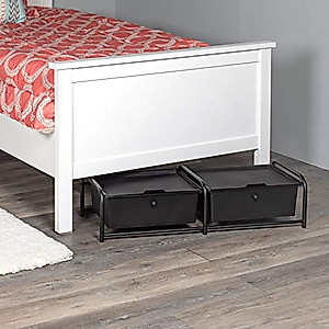 Richards Homewares Metal Frame Underbed Storage with Lids, 32.75”L x 12.2”D x 7.9”H, Requires at Least 8”H Clearance from Floor to Bed Frame, Black, 2-Drawer