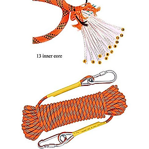 X XBEN Outdoor Climbing Rope 10M(32ft) 20M(64ft) 30M (96ft) 50M(160ft) Rock Climbing Rope, Escape Rope Ice Climbing Equipment Fire Rescue Parachute Rope (32 Foot) - Orange