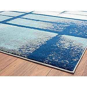 LUXE WEAVERS Lagos Collection 9218 Blue 6x9 Art Deco Geometric Area Rug
