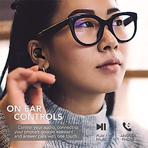 Volkano Type-C True Wireless Earbuds 25 Hours Playtime Bluetooth 5.0 Compact in-Ear Ear Bud Built-in Mic Charging Case, Ideal for Small Ears, Work with iPhone Android - True Element Series [Black]