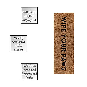 Santa Barbara Design Studio Pets Collection Coir Fiber Door Mat, 30 x 10-Inch, Wipe Your Paws