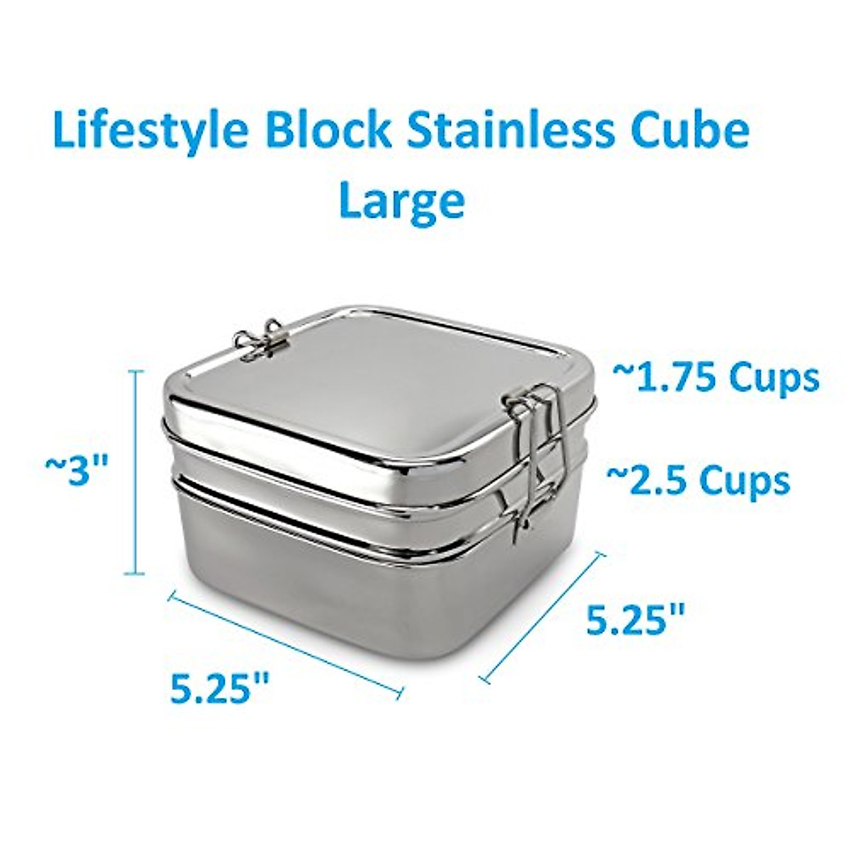 Lifestyle Block Stainless Steel Double Layer 2 Compartment Lunch Box - Compare to Eco Lunchbox