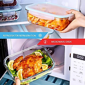 GRZJOPP 3Sets Glass Food Storage Containers with Lids Leakproof Glass Airtight Meal Prep Containers for Kitchen, Microwave, Oven, Frenzer and Dishwasher Safe,Rectangle