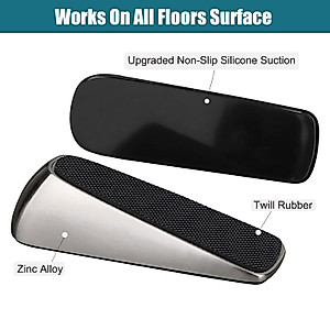 CSKB Door Stoppers, Heavy Duty Door Stoppers for Bottom of The Door ,Zinc Alloy and Silicone Door Stop Wedge, Floors Door Stops with Door Holder (2 Pack)