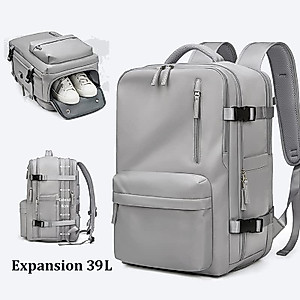 INFEYLAY Women Travel Backpack,16 Inch Expanded 39L USB Charging Business Laptop Backpack with Shoe Bag,waterproof hiking outdoor Backpack (grey)