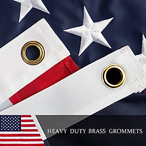 This 4x6 ft American Flag For Outside, USA Flags Strongest, Longest Lasting, Heavy Duty Nylon, Embroidered Stars, Sewn Stripes, Brass Grommets Perfect for Outdoors! Premium US Flag