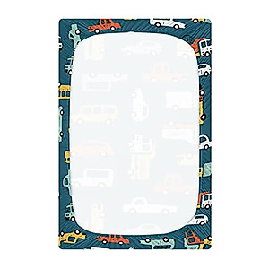 Fitted Playard Sheets Mini Crib Sheets Stretchy for Baby Girls Boys Car Childish Truck Soft Neutral