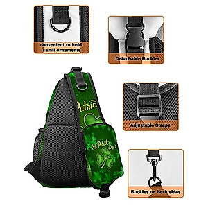 Sling Backpack, St. Patrick's Day Lucky Shamrock Green Waterproof Lightweight Small Sling Bag, Travel Chest Bag Crossbody Shoulder Bag Hiking Daypack for Women Men