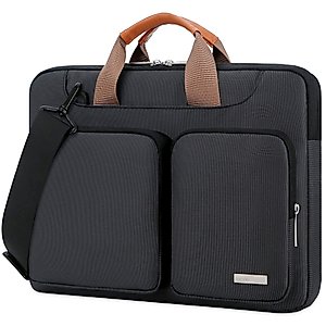 Lacdo 360° Protective Laptop Shoulder Bag, 14 inch Computer Bag for 14 inch New MacBook Pro M4/M3/M2/M1 Chips Pro Max A3112 A3401 A3185 A2918 A2992 A2779 A2442 2024-2021 Computer Messenger Bag, Black