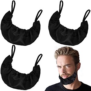EBOOT 3 Pieces Beard Caps Beard Bonnet for Men Beard Bandana Covers Adjustable Facial Hair Apron Guard Bonnet Bedtime Bib Cap (Classic Style, 14 x 4.5 Inch)
