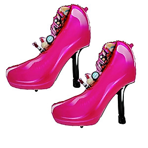 BoningNEW 2Pcs High Heels Balloons Pink High-Heeled Shoes Mylar Foil Balloons for Women Birthday Party Wedding Engagement Bridal Shower Party Stiletto Themed Party Decorations Supplies