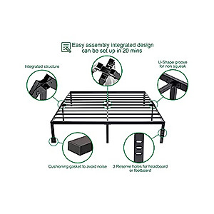 LIJQCI Full Size Bed Frame with Storage 18 Inch high Heavy Duty Metal Platform Mattress Foundation No Box Spring Needed