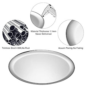 11.02inch/280 mm Silver Stainless Steel Tray,Round Jewelry Tray,Cosmetic Storage Tray,Service Tray,Decorative Tray,Multi-uses Storage Tray Organizer Plate