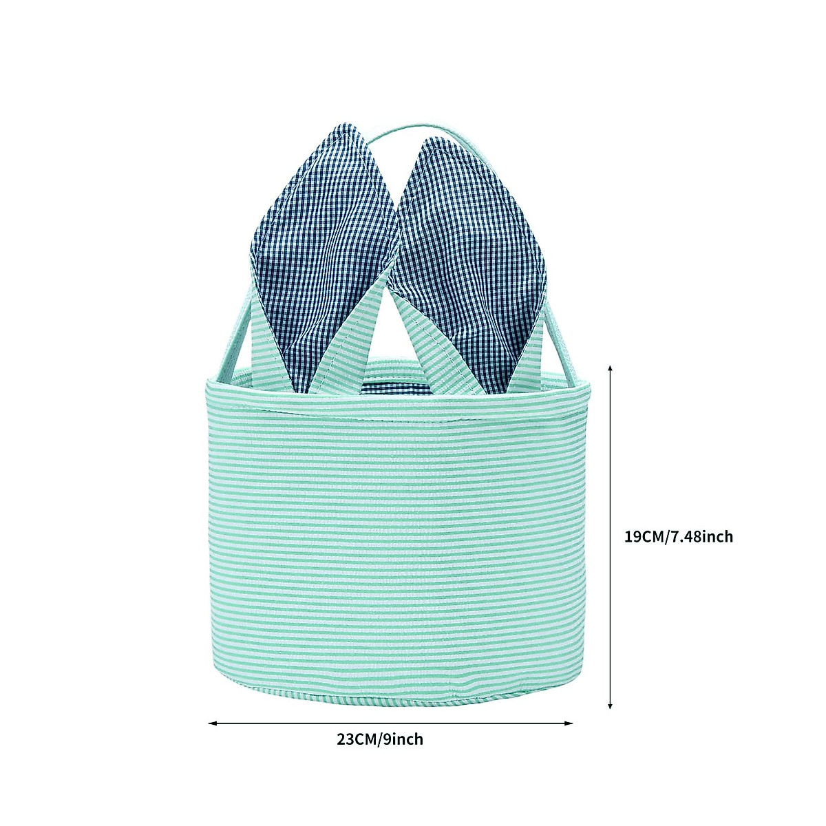 Easter Basket Seersucker Egg Hunt Bunny Baskets for Kids with Cute Rabbit Ears Stripe Storage Gifts Candies Personalized Easter Party Gifts.………