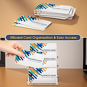 MaxGear Clear Business Card Holder 4 Pocket Business Card Display, Acrylic Business Card Stand for Desk or Counter with 4 Tier, 320 Card Capacity, 2 Pack