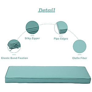 Aoodor Patio Bench Cushion Outdoor Olefin Fabric Slipcover Sponge Foam - Beige