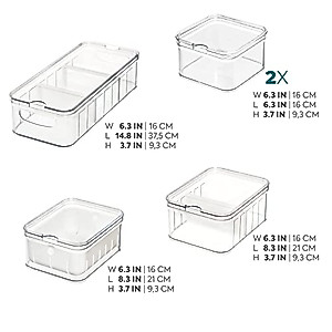 iDesign Plastic Refrigerator Organizer Bin Set The Spruce Fridge Binz, Set of 5, Clear/Matte White, 5 Count