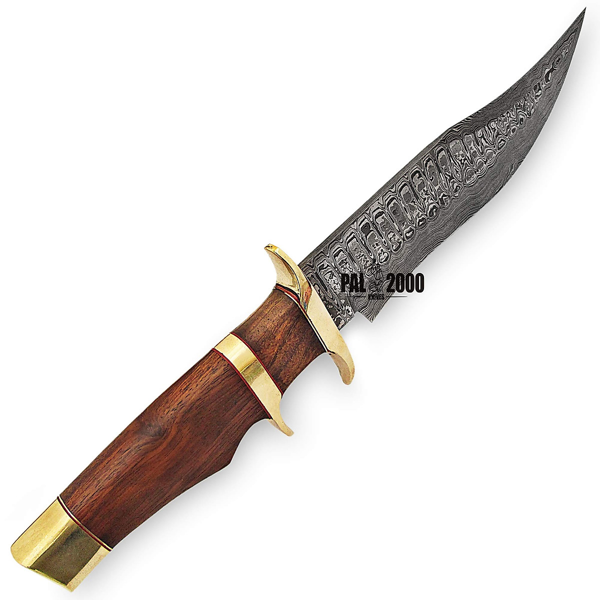 BOW-9904 Handmade Damascus Steel Fixed Blade Hunting Knife Rose wood Handle with Sheat