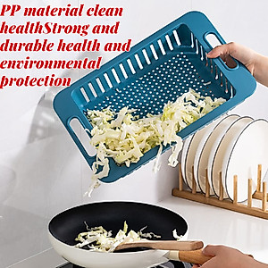 Multifunctional Chopping Board, Plastic Kitchen Sink Strainer with Stoarge Basket 3 in 1 for Cutting Washing Draining (Off White)